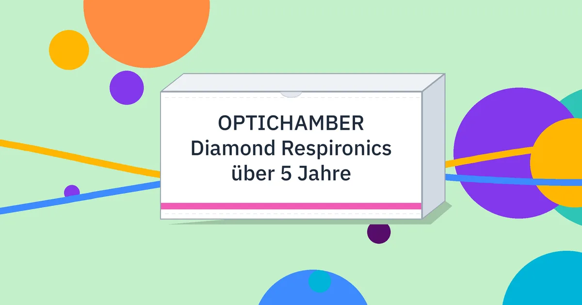 Symbolbild: Packung mit der Aufschrift OPTICHAMBER Diamond Respironics über 5 Jahre (PZN 14294927) – Verfügbarkeit und Bezug in Apotheken in Frankfurt am Main