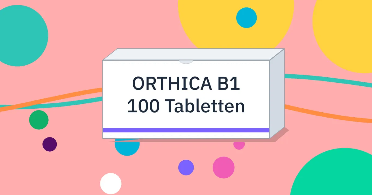 Symbolbild: Packung mit der Aufschrift ORTHICA B1 100 Tabletten (PZN 13859304) – Verfügbarkeit und Bezug in Apotheken in Frankfurt am Main