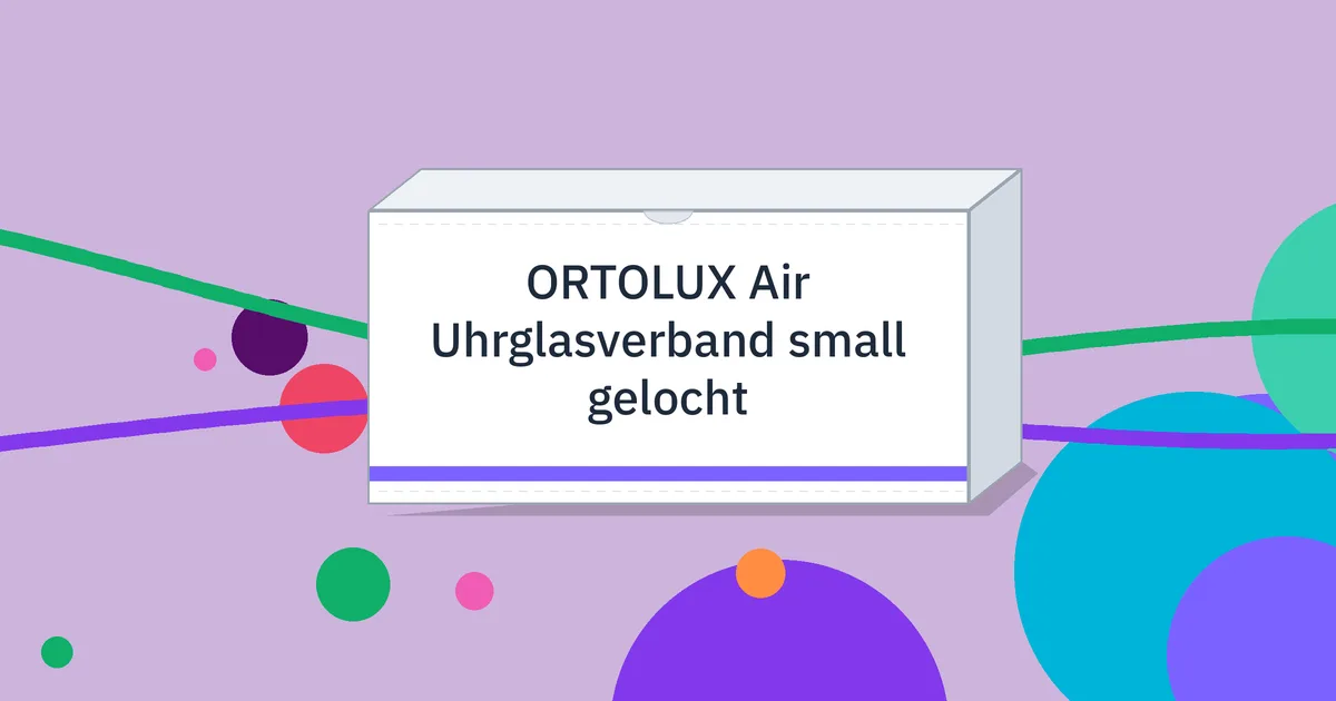 Symbolbild: Packung mit der Aufschrift ORTOLUX Air Uhrglasverband small gelocht (PZN 04511335) – Verfügbarkeit und Bezug in Apotheken in Frankfurt am Main