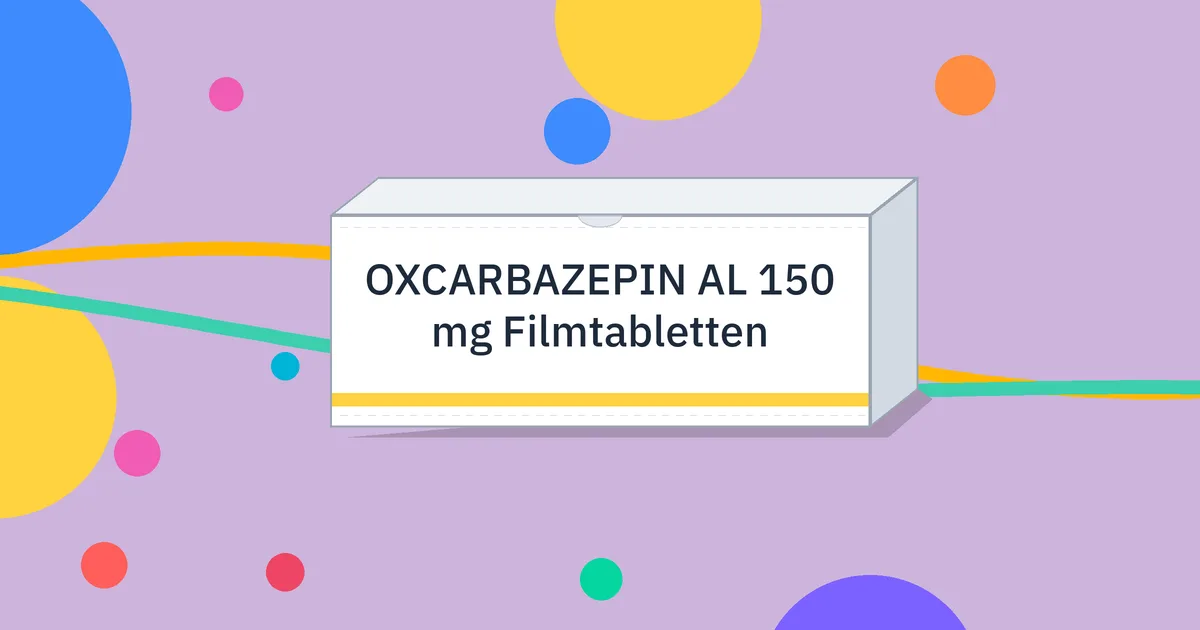 Symbolbild: Packung mit der Aufschrift OXCARBAZEPIN AL 150 mg Filmtabletten (PZN 01719839) – Verfügbarkeit und Bezug in Apotheken in Frankfurt am Main
