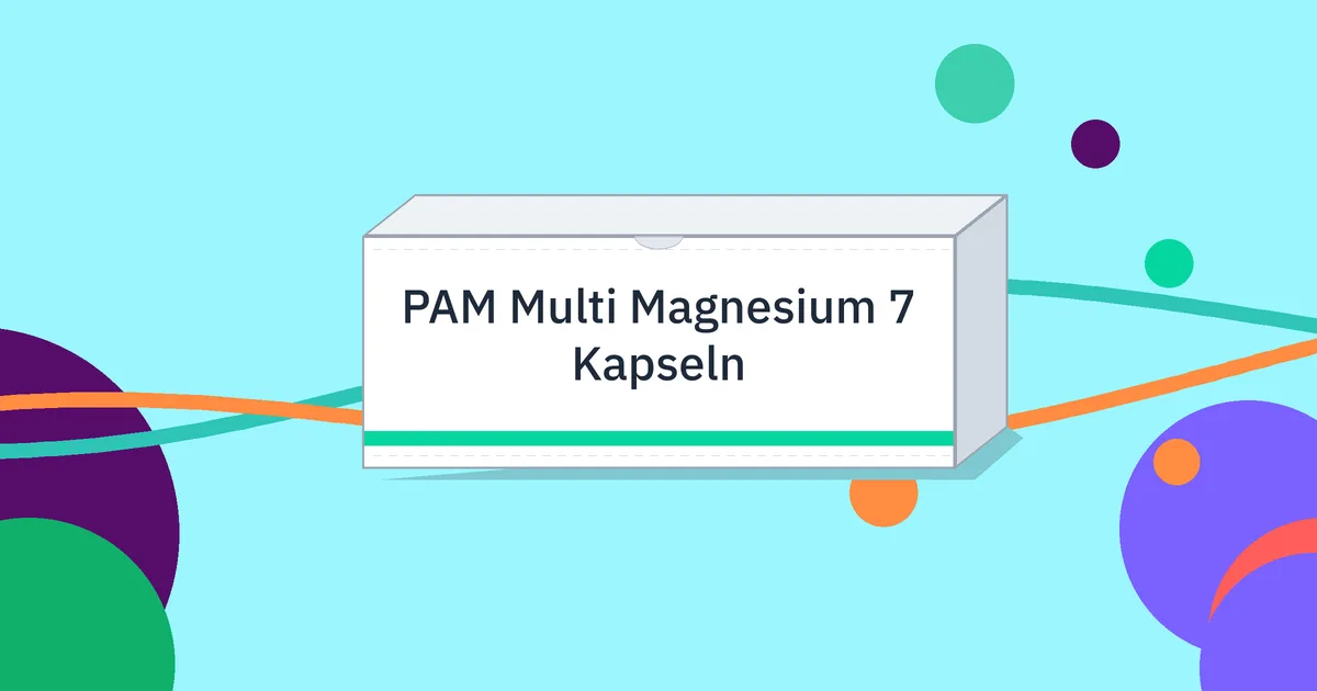Symbolbild: Packung mit der Aufschrift PAM Multi Magnesium 7 Kapseln (PZN 20280042) – Verfügbarkeit und Bezug in Apotheken in Frankfurt am Main