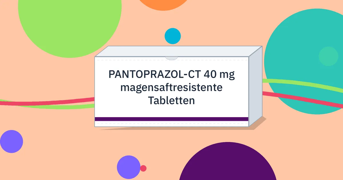 Symbolbild: Packung mit der Aufschrift PANTOPRAZOL-CT 40 mg magensaftresistente Tabletten (PZN 01836321) – Verfügbarkeit und Bezug in Apotheken in Frankfurt am Main