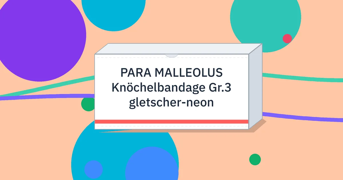Symbolbild: Packung mit der Aufschrift PARA MALLEOLUS Knöchelbandage Gr.3 gletscher-neon (PZN 13763691) – Verfügbarkeit und Bezug in Apotheken in Frankfurt am Main