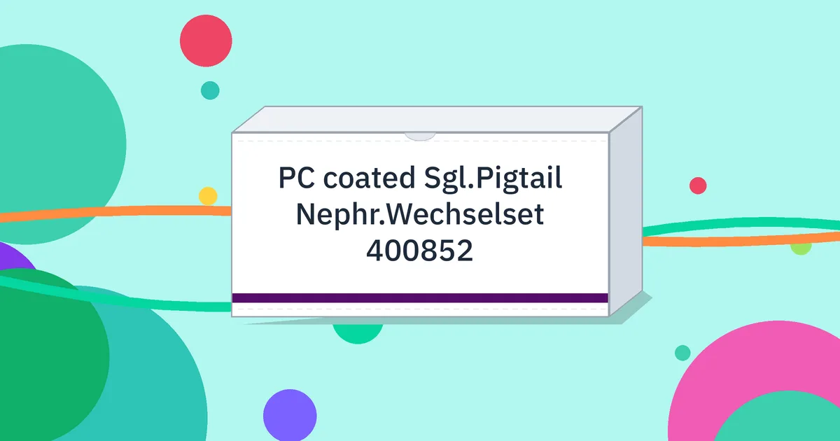 Symbolbild: Packung mit der Aufschrift PC coated Sgl.Pigtail Nephr.Wechselset 400852 (PZN 06679091) – Verfügbarkeit und Bezug in Apotheken in Frankfurt am Main