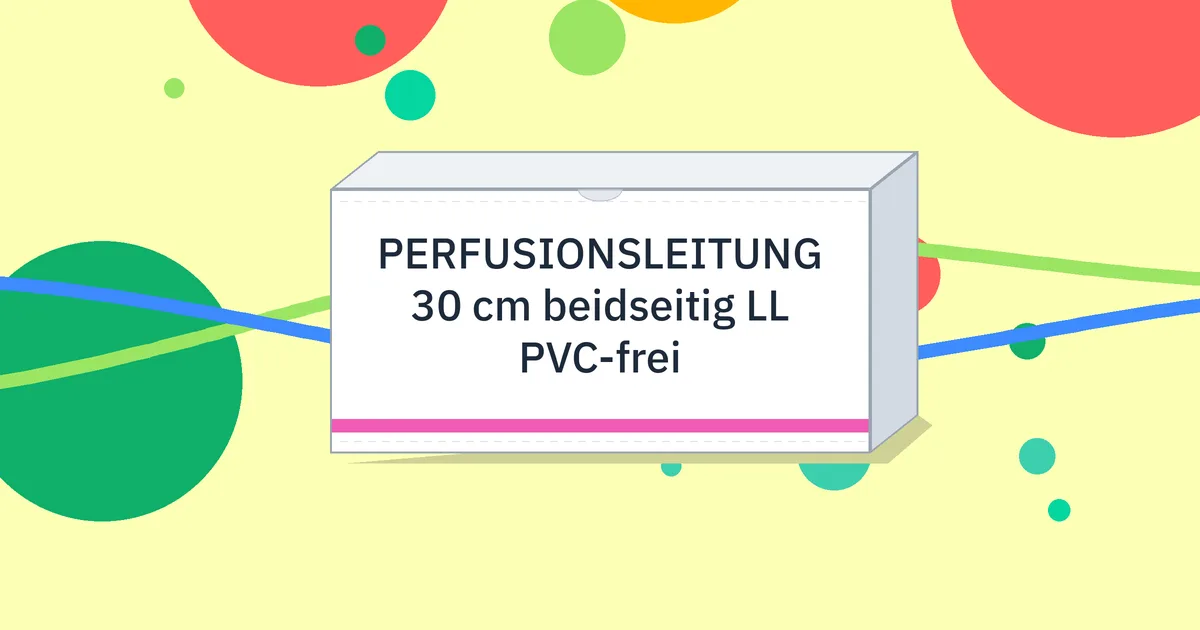 Symbolbild: Packung mit der Aufschrift PERFUSIONSLEITUNG 30 cm beidseitig LL PVC-frei (PZN 17487087) – Verfügbarkeit und Bezug in Apotheken in Frankfurt am Main