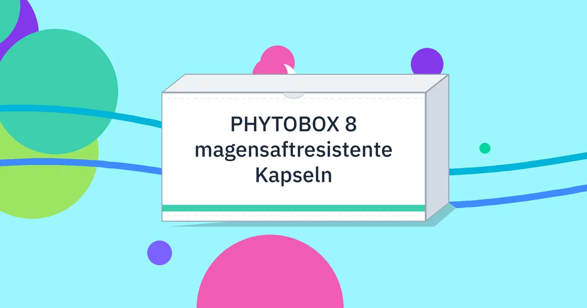 Symbolbild: Packung mit der Aufschrift PHYTOBOX 8 magensaftresistente Kapseln (PZN 19108697) – Verfügbarkeit und Bezug in Apotheken in Frankfurt am Main
