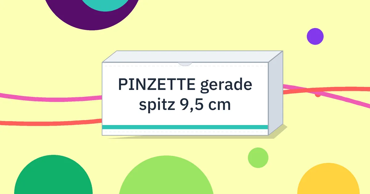 Symbolbild: Packung mit der Aufschrift PINZETTE gerade spitz 9,5 cm (PZN 11659021) – Verfügbarkeit und Bezug in Apotheken in Frankfurt am Main