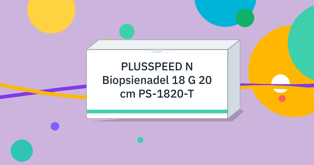 Symbolbild: Packung mit der Aufschrift PLUSSPEED N Biopsienadel 18 G 20 cm PS-1820-T (PZN 15632875) – Verfügbarkeit und Bezug in Apotheken in Frankfurt am Main