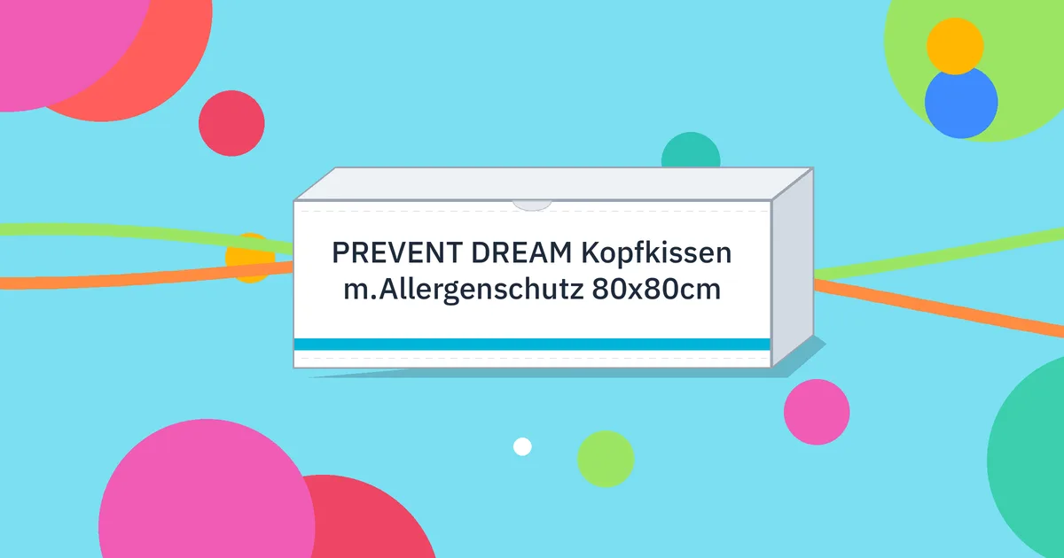 Symbolbild: Packung mit der Aufschrift PREVENT DREAM Kopfkissen m.Allergenschutz 80x80cm (PZN 13423653) – Verfügbarkeit und Bezug in Apotheken in Frankfurt am Main
