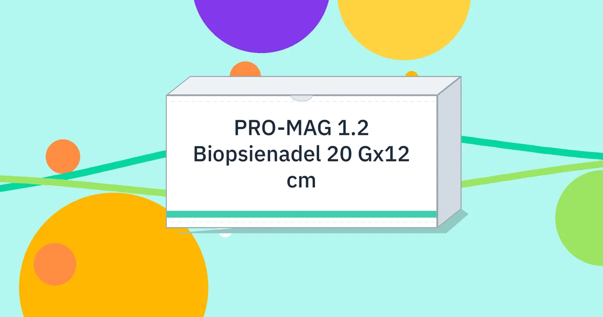 Symbolbild: Packung mit der Aufschrift PRO-MAG 1.2 Biopsienadel 20 Gx12 cm (PZN 06768251) – Verfügbarkeit und Bezug in Apotheken in Frankfurt am Main