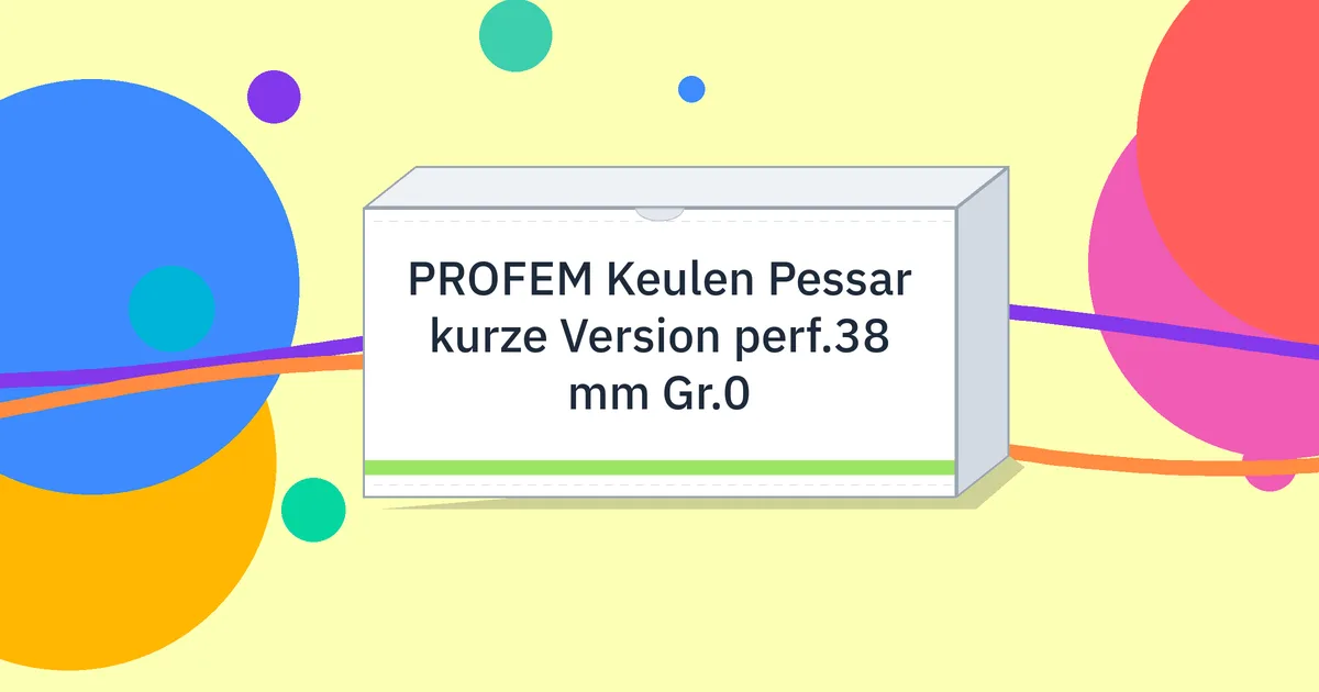 Symbolbild: Packung mit der Aufschrift PROFEM Keulen Pessar kurze Version perf.38 mm Gr.0 (PZN 11671772) – Verfügbarkeit und Bezug in Apotheken in Frankfurt am Main