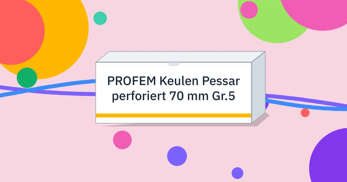 Symbolbild: Packung mit der Aufschrift PROFEM Keulen Pessar perforiert 70 mm Gr.5 (PZN 11671720) – Verfügbarkeit und Bezug in Apotheken in Frankfurt am Main