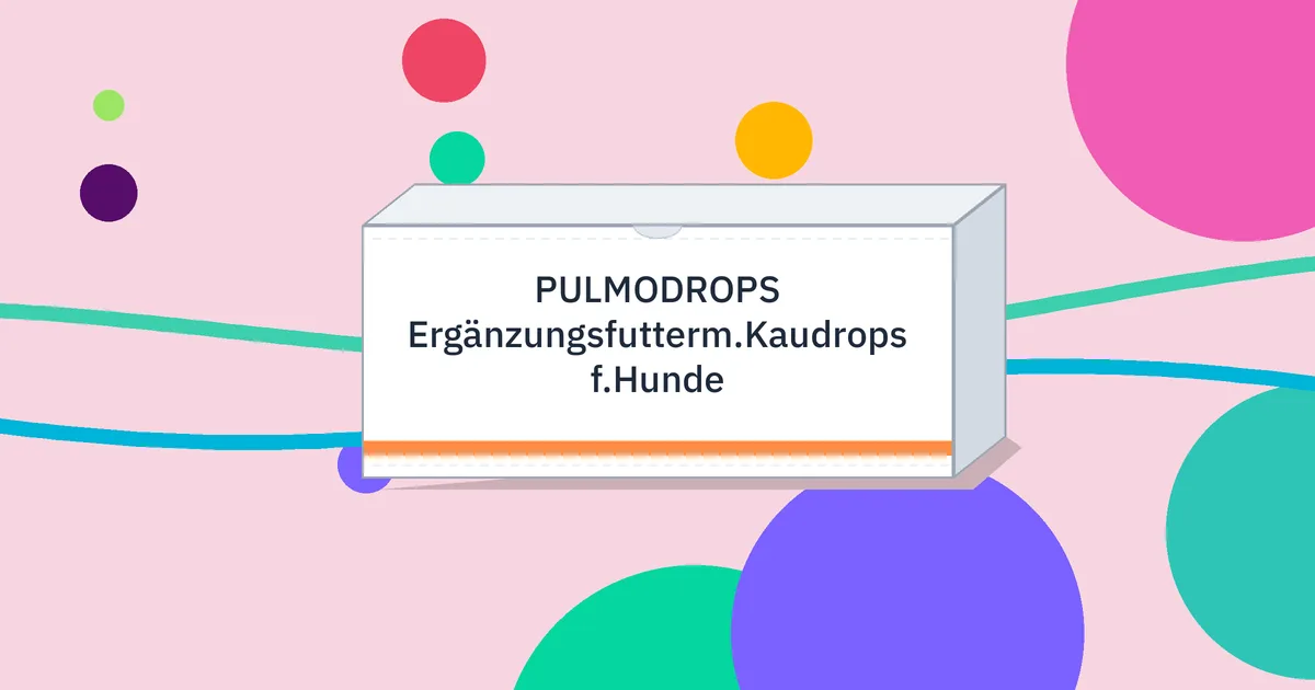 Symbolbild: Packung mit der Aufschrift PULMODROPS Ergänzungsfutterm.Kaudrops f.Hunde (PZN 13501123) – Verfügbarkeit und Bezug in Apotheken in Frankfurt am Main