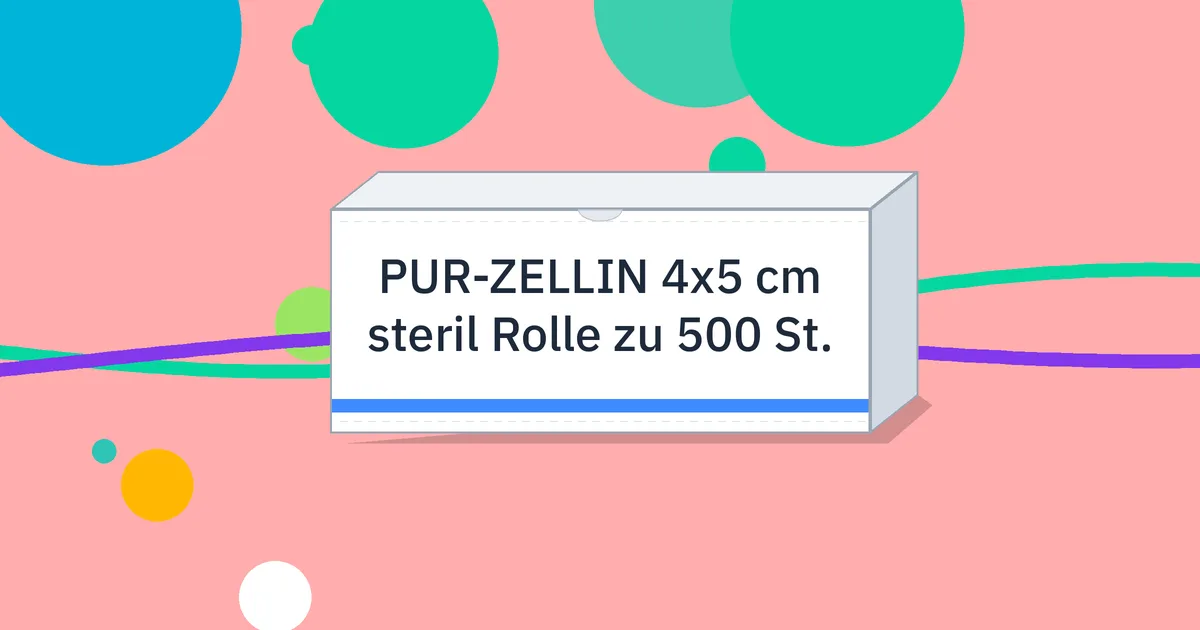 Symbolbild: Packung mit der Aufschrift PUR-ZELLIN 4x5 cm steril Rolle zu 500 St. (PZN 08883720) – Verfügbarkeit und Bezug in Apotheken in Frankfurt am Main