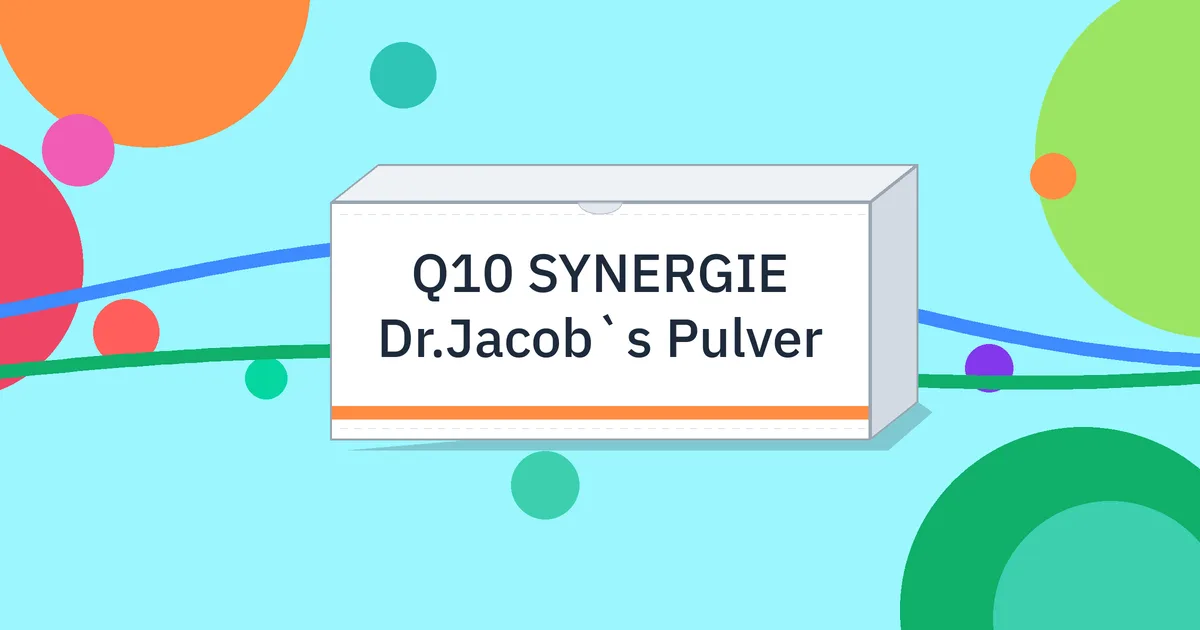 Symbolbild: Packung mit der Aufschrift Q10 SYNERGIE Dr.Jacob`s Pulver (PZN 06412531) – Verfügbarkeit und Bezug in Apotheken in Frankfurt am Main