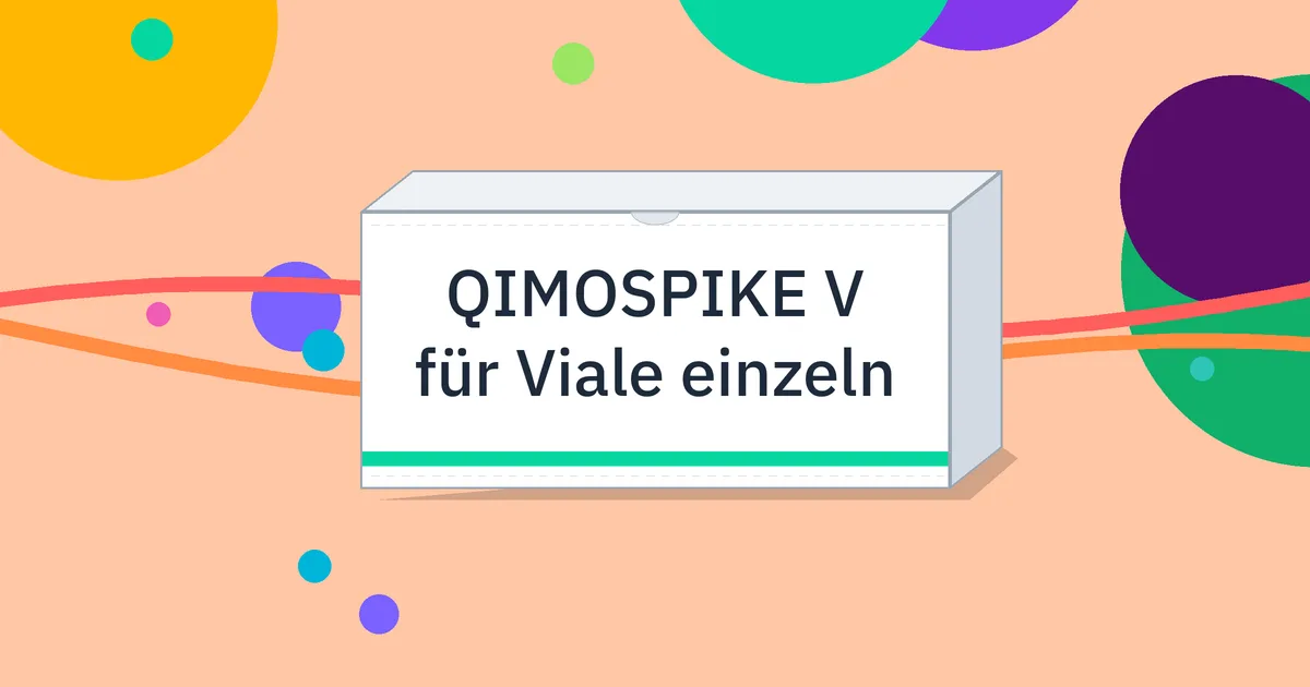 Symbolbild: Packung mit der Aufschrift QIMOSPIKE V für Viale einzeln (PZN 14288045) – Verfügbarkeit und Bezug in Apotheken in Frankfurt am Main