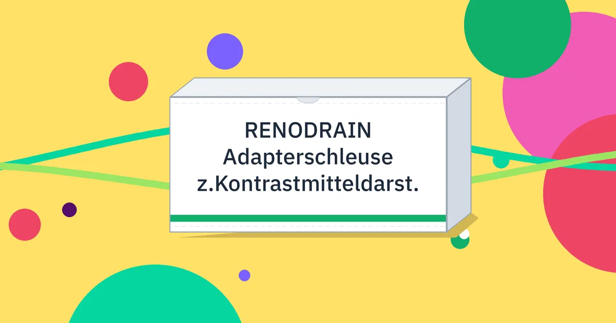 Symbolbild: Packung mit der Aufschrift RENODRAIN Adapterschleuse z.Kontrastmitteldarst. (PZN 00437240) – Verfügbarkeit und Bezug in Apotheken in Frankfurt am Main