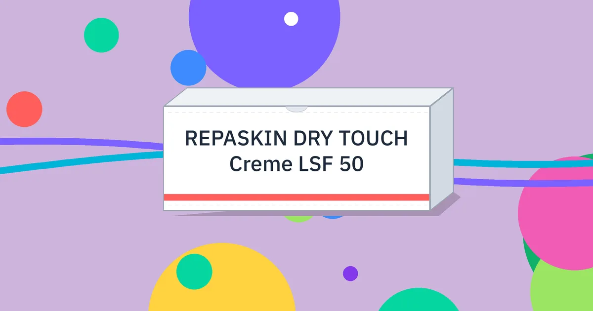Symbolbild: Packung mit der Aufschrift REPASKIN DRY TOUCH Creme LSF 50 (PZN 18063001) – Verfügbarkeit und Bezug in Apotheken in Frankfurt am Main