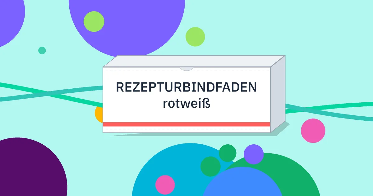 Symbolbild: Packung mit der Aufschrift REZEPTURBINDFADEN rotweiß (PZN 01735519) – Verfügbarkeit und Bezug in Apotheken in Frankfurt am Main