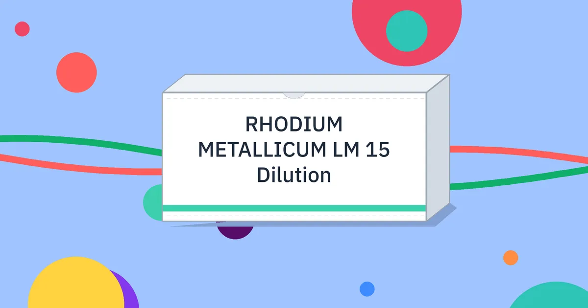 Symbolbild: Packung mit der Aufschrift RHODIUM METALLICUM LM 15 Dilution (PZN 13050442) – Verfügbarkeit und Bezug in Apotheken in Frankfurt am Main