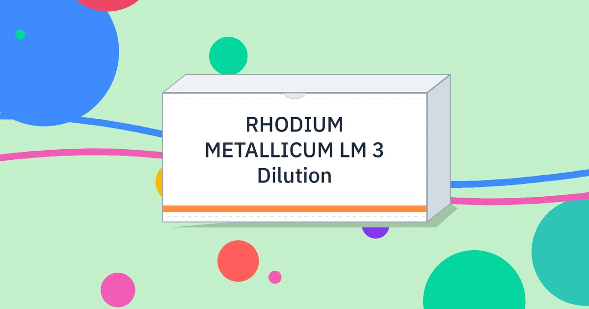 Symbolbild: Packung mit der Aufschrift RHODIUM METALLICUM LM 3 Dilution (PZN 13050270) – Verfügbarkeit und Bezug in Apotheken in Frankfurt am Main