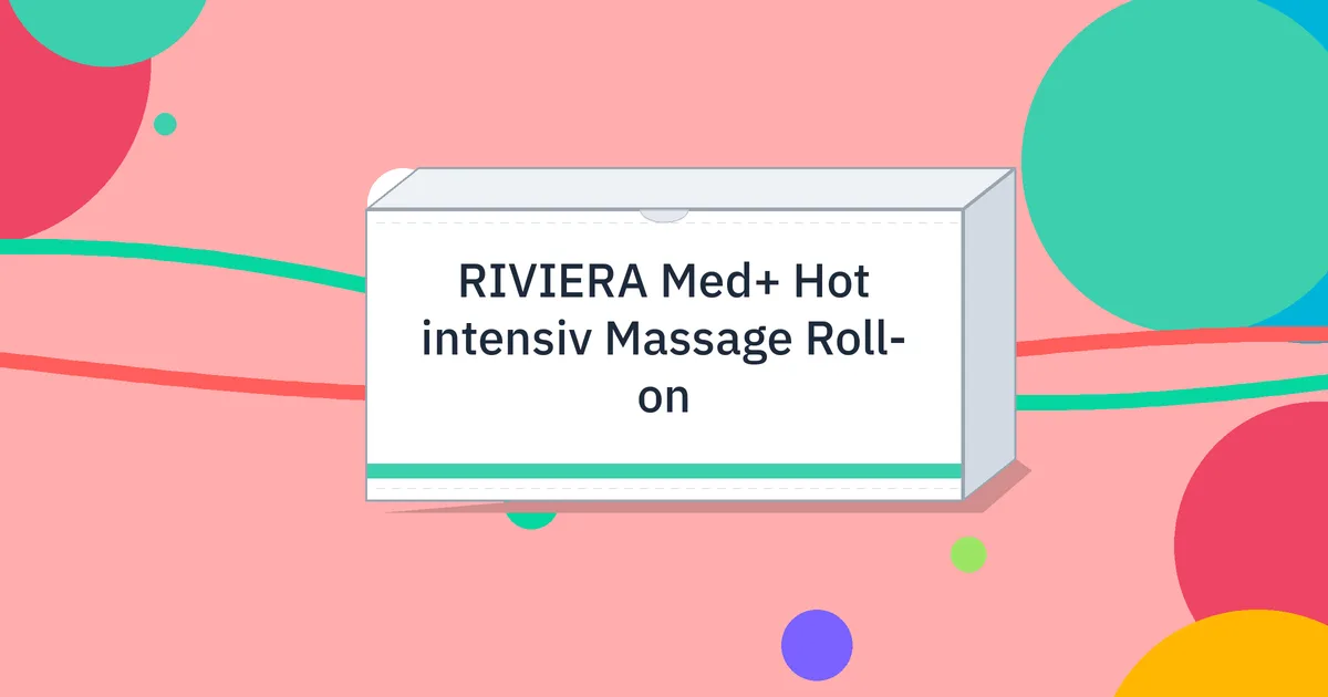 Symbolbild: Packung mit der Aufschrift RIVIERA Med+ Hot intensiv Massage Roll-on (PZN 17572887) – Verfügbarkeit und Bezug in Apotheken in Frankfurt am Main