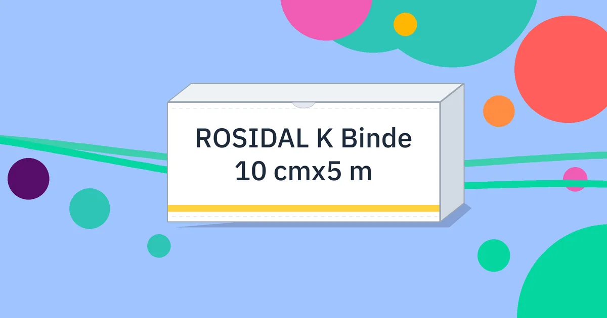 Symbolbild: Packung mit der Aufschrift ROSIDAL K Binde 10 cmx5 m (PZN 19852177) – Verfügbarkeit und Bezug in Apotheken in Frankfurt am Main