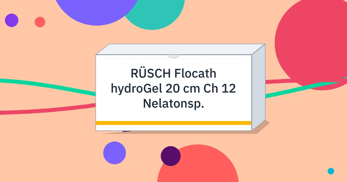 Symbolbild: Packung mit der Aufschrift RÜSCH Flocath hydroGel 20 cm Ch 12 Nelatonsp. (PZN 02163048) – Verfügbarkeit und Bezug in Apotheken in Frankfurt am Main