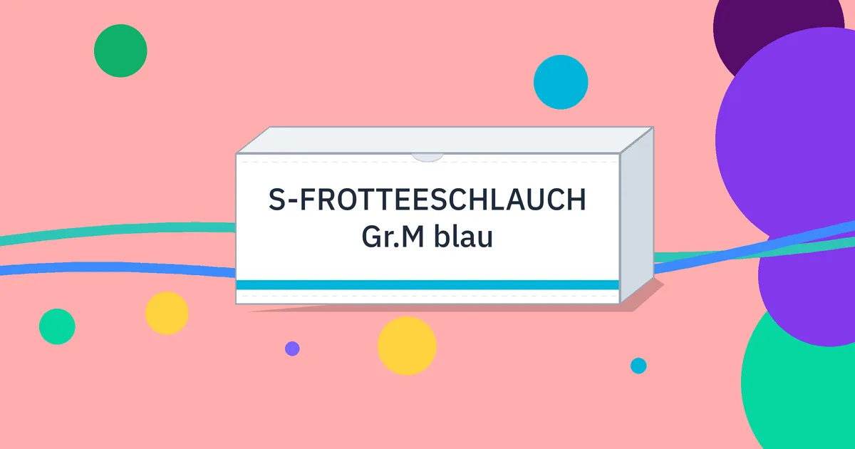 Symbolbild: Packung mit der Aufschrift S-FROTTEESCHLAUCH Gr.M blau (PZN 18172428) – Verfügbarkeit und Bezug in Apotheken in Frankfurt am Main
