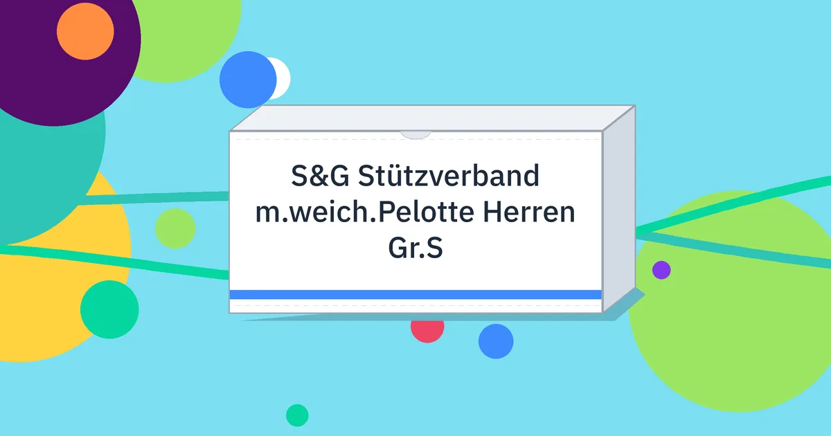 Symbolbild: Packung mit der Aufschrift S&G Stützverband m.weich.Pelotte Herren Gr.S (PZN 05044798) – Verfügbarkeit und Bezug in Apotheken in Frankfurt am Main