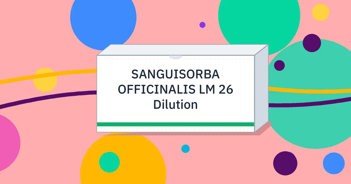 Symbolbild: Packung mit der Aufschrift SANGUISORBA OFFICINALIS LM 26 Dilution (PZN 13683785) – Verfügbarkeit und Bezug in Apotheken in Frankfurt am Main