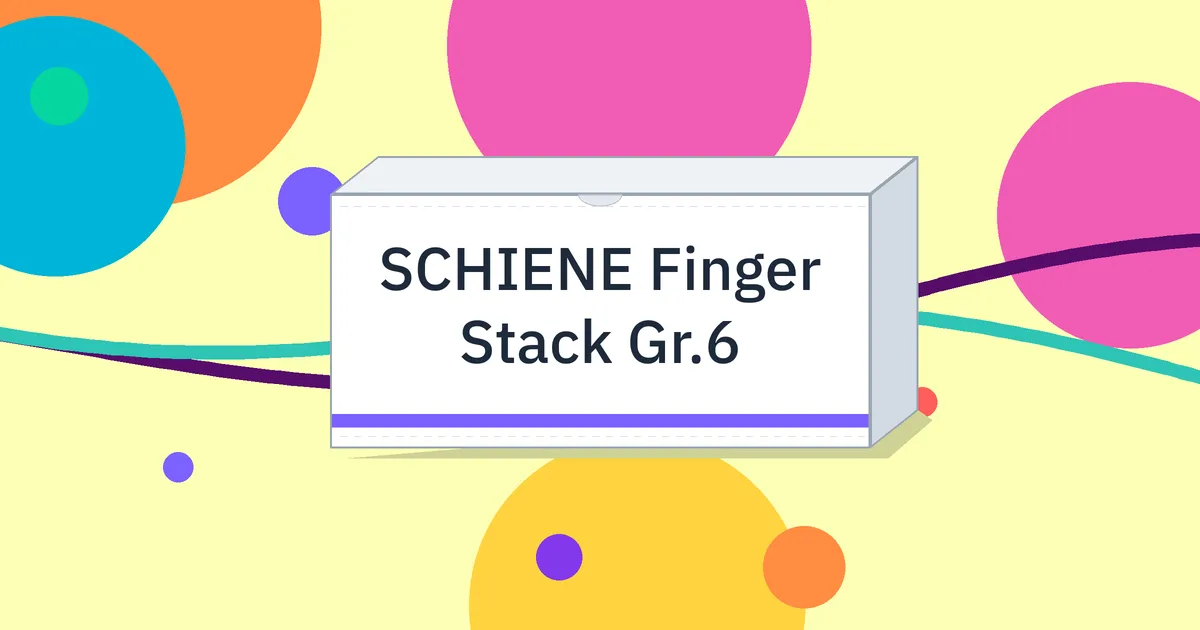 Symbolbild: Packung mit der Aufschrift SCHIENE Finger Stack Gr.6 (PZN 02009198) – Verfügbarkeit und Bezug in Apotheken in Frankfurt am Main