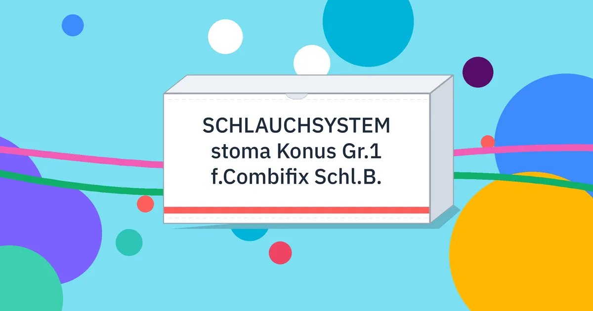 Symbolbild: Packung mit der Aufschrift SCHLAUCHSYSTEM stoma Konus Gr.1 f.Combifix Schl.B. (PZN 16764716) – Verfügbarkeit und Bezug in Apotheken in Frankfurt am Main