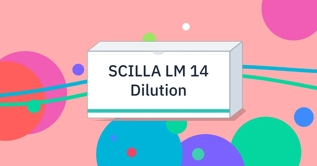 Symbolbild: Packung mit der Aufschrift SCILLA LM 14 Dilution (PZN 13183999) – Verfügbarkeit und Bezug in Apotheken in Frankfurt am Main