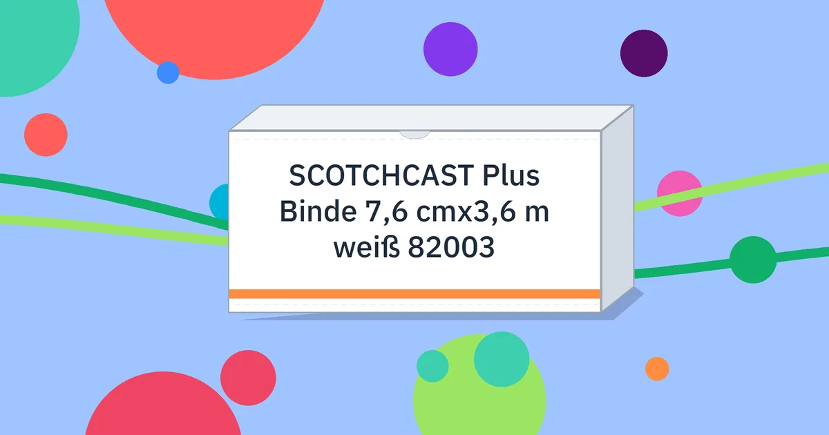 Symbolbild: Packung mit der Aufschrift SCOTCHCAST Plus Binde 7,6 cmx3,6 m weiß 82003 (PZN 07453029) – Verfügbarkeit und Bezug in Apotheken in Frankfurt am Main