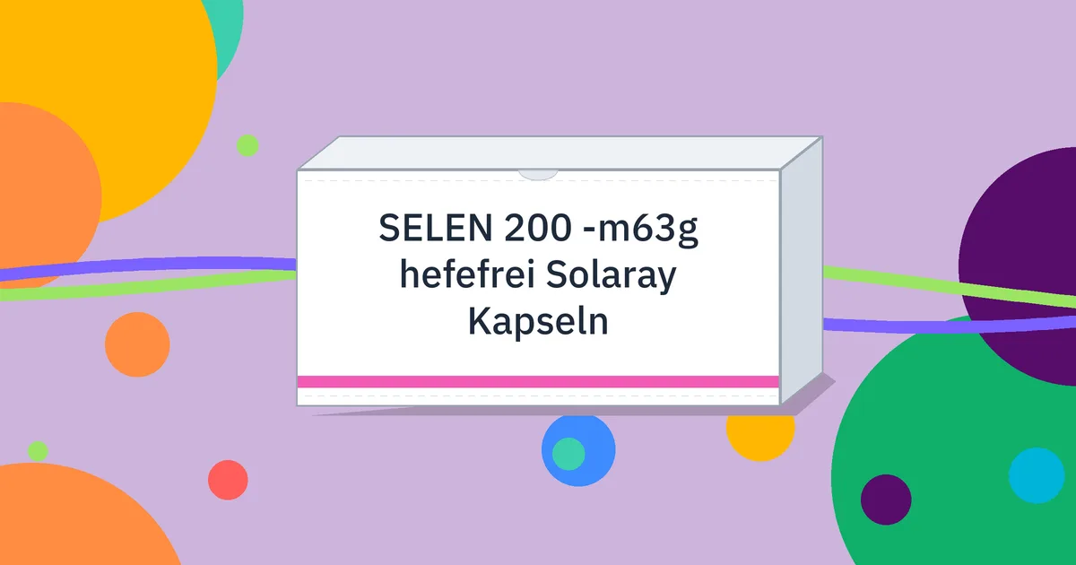 Symbolbild: Packung mit der Aufschrift SELEN 200 -m63g hefefrei Solaray Kapseln (PZN 18502073) – Verfügbarkeit und Bezug in Apotheken in Frankfurt am Main
