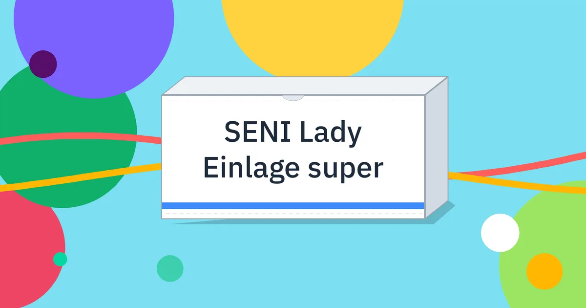Symbolbild: Packung mit der Aufschrift SENI Lady Einlage super (PZN 00044428) – Verfügbarkeit und Bezug in Apotheken in Frankfurt am Main
