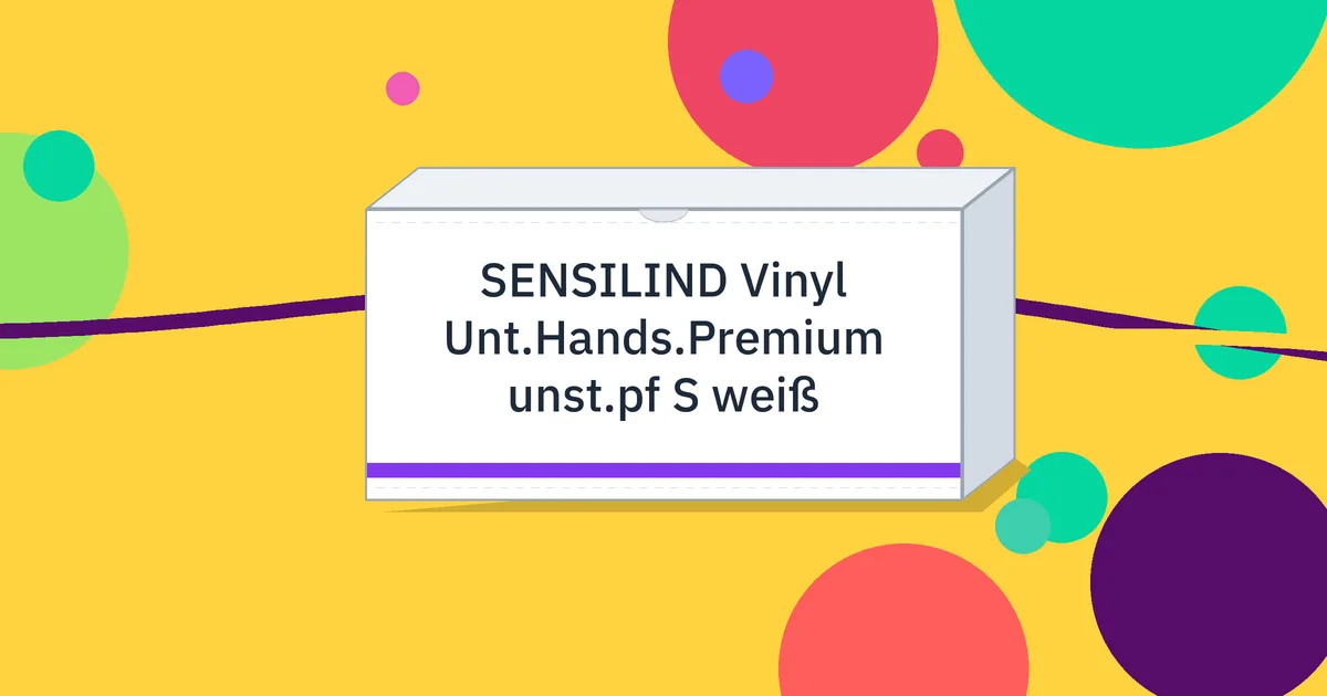 Symbolbild: Packung mit der Aufschrift SENSILIND Vinyl Unt.Hands.Premium unst.pf S weiß (PZN 14354115) – Verfügbarkeit und Bezug in Apotheken in Frankfurt am Main