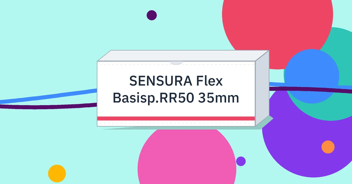 Symbolbild: Packung mit der Aufschrift SENSURA Flex Basisp.RR50 35mm (PZN 00630304) – Verfügbarkeit und Bezug in Apotheken in Frankfurt am Main