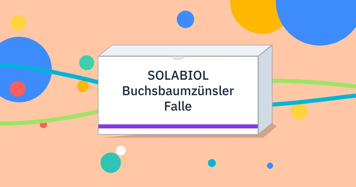 Symbolbild: Packung mit der Aufschrift SOLABIOL Buchsbaumzünsler Falle (PZN 14362333) – Verfügbarkeit und Bezug in Apotheken in Frankfurt am Main