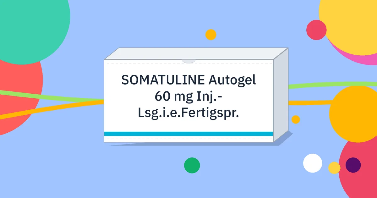 Symbolbild: Packung mit der Aufschrift SOMATULINE Autogel 60 mg Inj.-Lsg.i.e.Fertigspr. (PZN 16622815) – Verfügbarkeit und Bezug in Apotheken in Frankfurt am Main