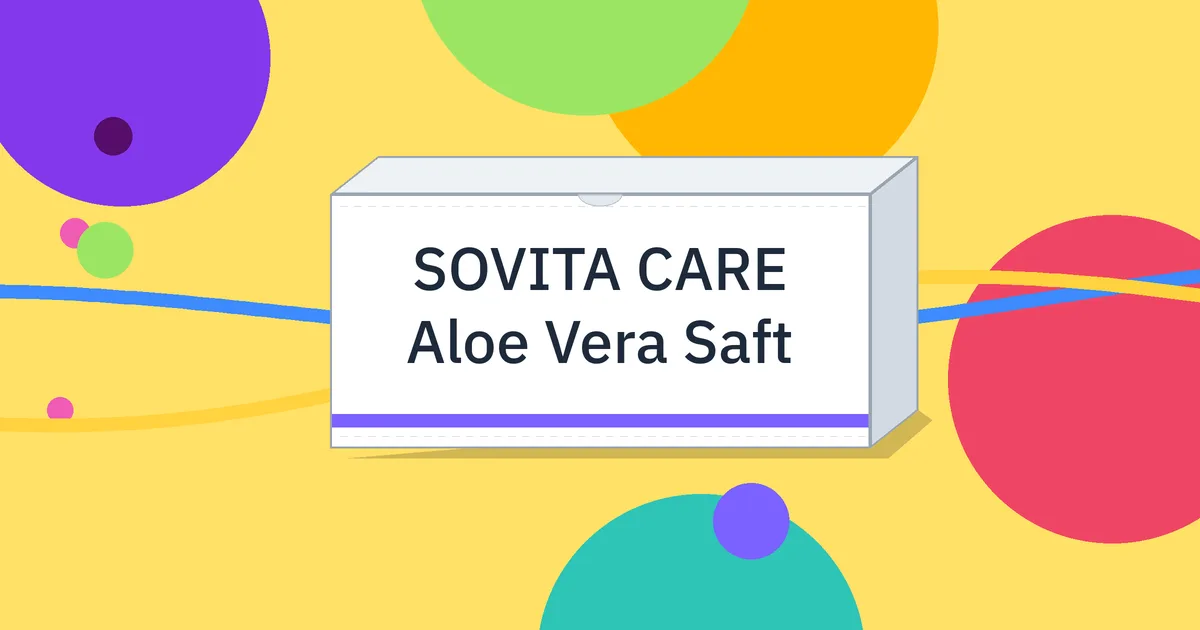 Symbolbild: Packung mit der Aufschrift SOVITA CARE Aloe Vera Saft (PZN 10065696) – Verfügbarkeit und Bezug in Apotheken in Frankfurt am Main