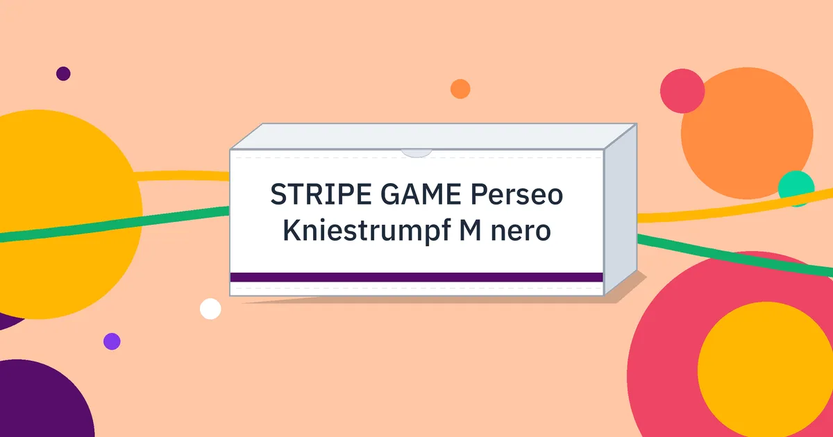 Symbolbild: Packung mit der Aufschrift STRIPE GAME Perseo Kniestrumpf M nero (PZN 20209311) – Verfügbarkeit und Bezug in Apotheken in Frankfurt am Main
