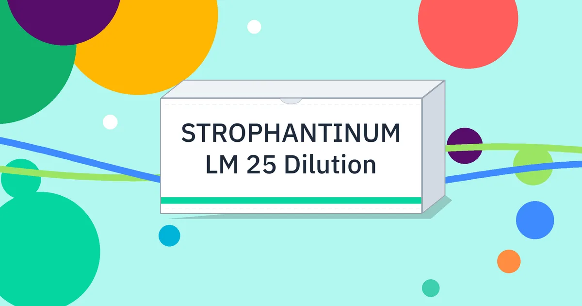Symbolbild: Packung mit der Aufschrift STROPHANTINUM LM 25 Dilution (PZN 13684856) – Verfügbarkeit und Bezug in Apotheken in Frankfurt am Main