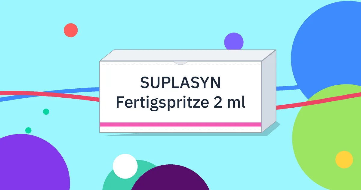 Symbolbild: Packung mit der Aufschrift SUPLASYN Fertigspritze 2 ml (PZN 01907908) – Verfügbarkeit und Bezug in Apotheken in Frankfurt am Main