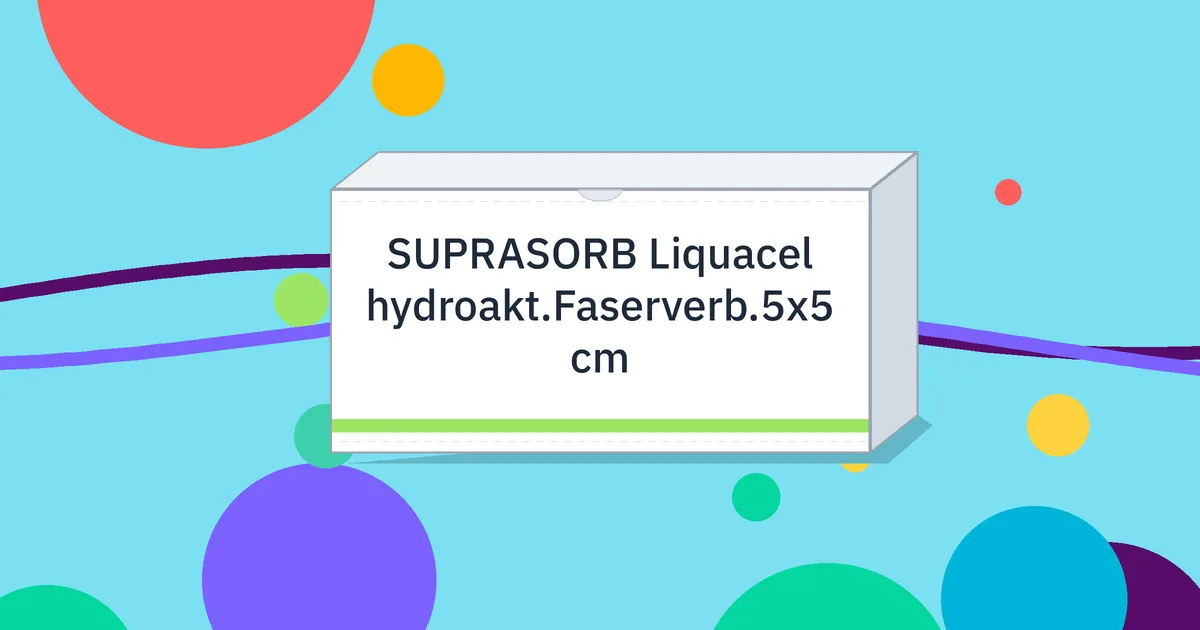 Symbolbild: Packung mit der Aufschrift SUPRASORB Liquacel hydroakt.Faserverb.5x5 cm (PZN 13345427) – Verfügbarkeit und Bezug in Apotheken in Frankfurt am Main