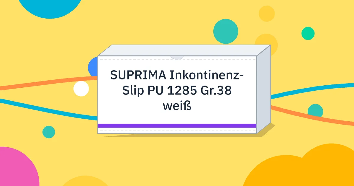Symbolbild: Packung mit der Aufschrift SUPRIMA Inkontinenz-Slip PU 1285 Gr.38 weiß (PZN 12484380) – Verfügbarkeit und Bezug in Apotheken in Frankfurt am Main