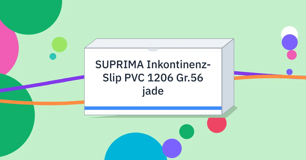 Symbolbild: Packung mit der Aufschrift SUPRIMA Inkontinenz-Slip PVC 1206 Gr.56 jade (PZN 00421090) – Verfügbarkeit und Bezug in Apotheken in Frankfurt am Main