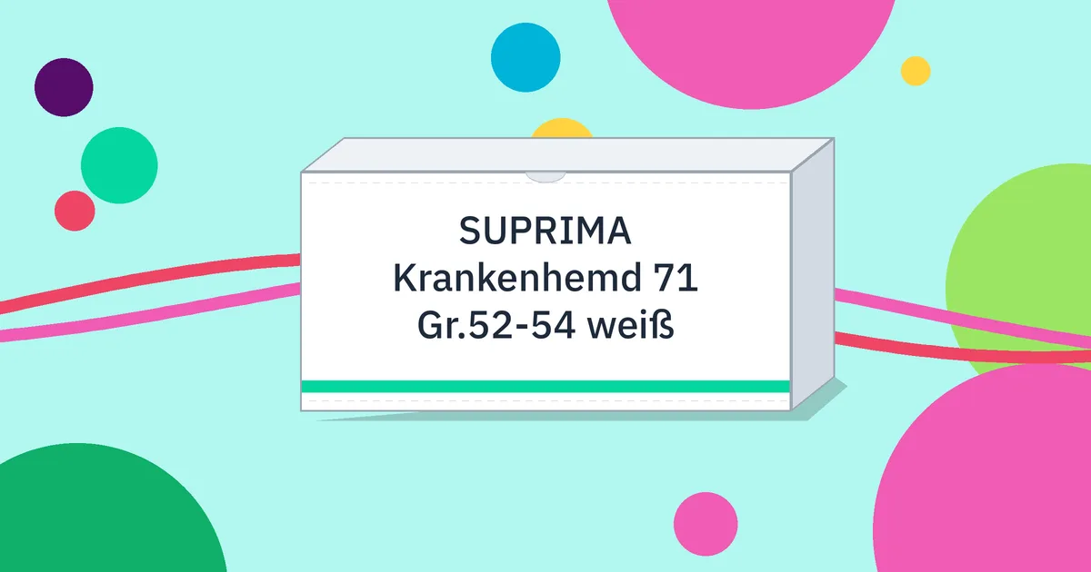 Symbolbild: Packung mit der Aufschrift SUPRIMA Krankenhemd 71 Gr.52-54 weiß (PZN 07671424) – Verfügbarkeit und Bezug in Apotheken in Frankfurt am Main