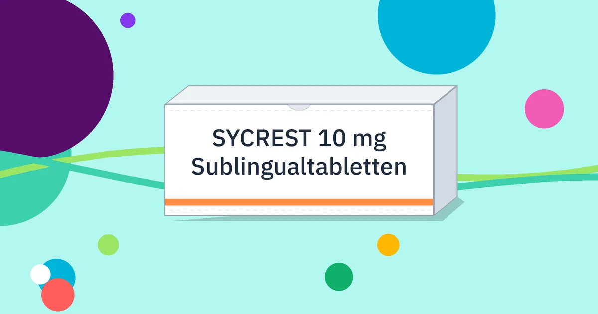 Symbolbild: Packung mit der Aufschrift SYCREST 10 mg Sublingualtabletten (PZN 12466212) – Verfügbarkeit und Bezug in Apotheken in Frankfurt am Main